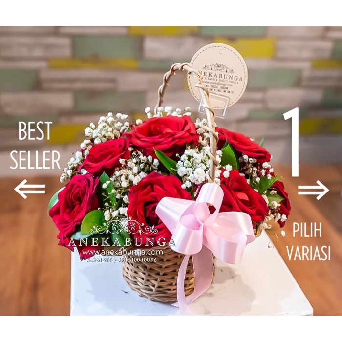 Jual Rangkaian Keranjang Bunga Asli Basket Fresh Flower Rotan Get Well ...