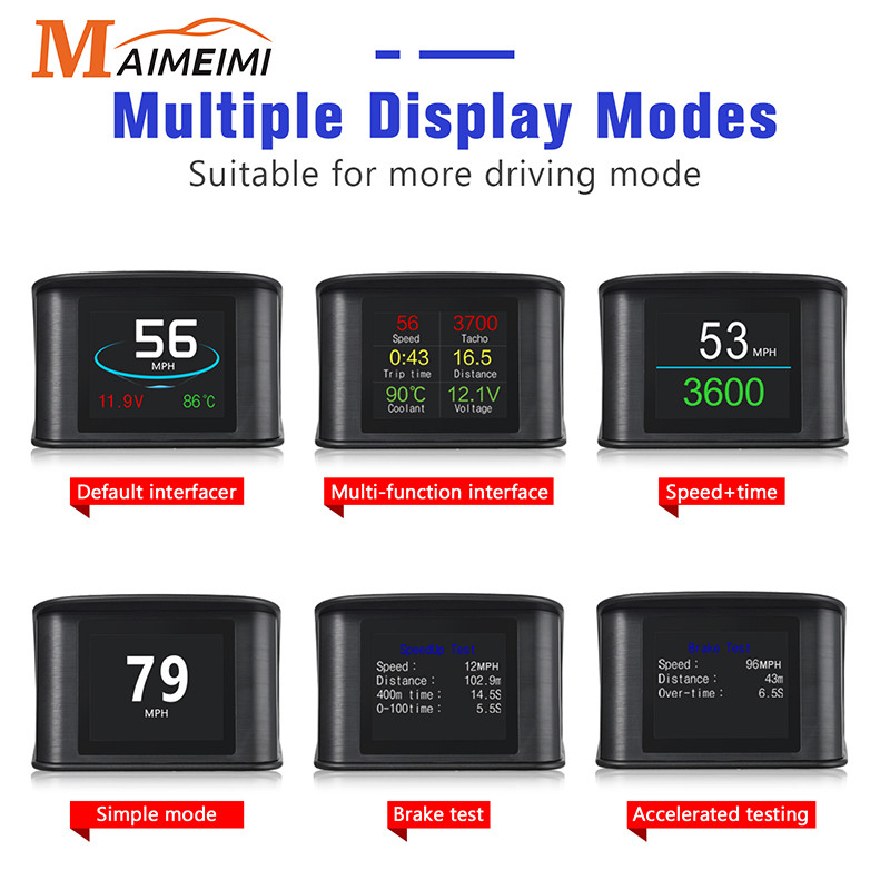 Jual ZOID HUD P10 OBD2 Digital Car Head Up Display Speedometer Tachometer Battery Voltage Oil ...