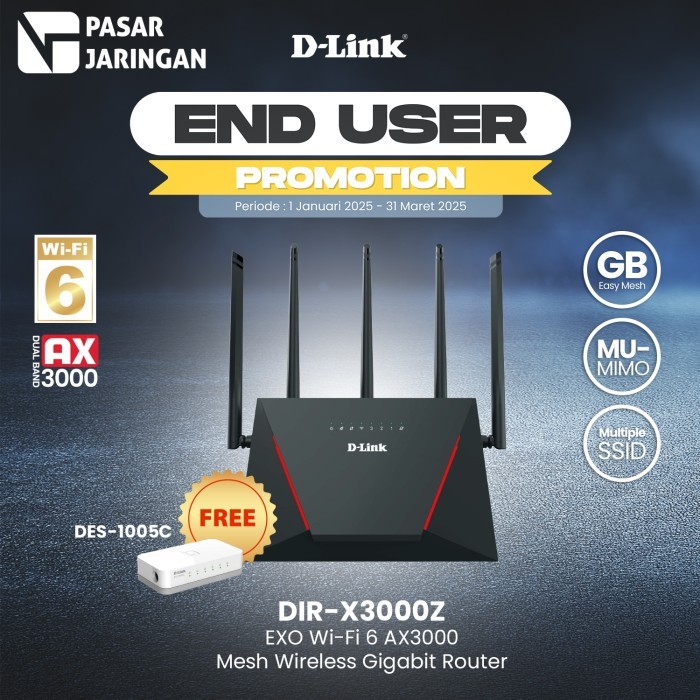 Jual HARGA DISC - D-LINK DIR-X3000Z EXO AX3000 Mesh Gigabit Wifi 6 Smart Router | Shopee Indonesia