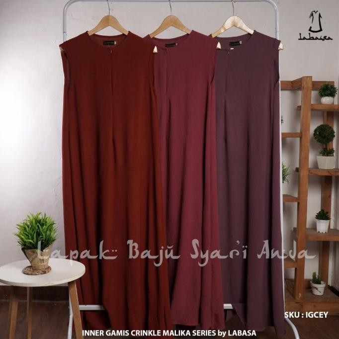 Jual Inner Gamis Tanpa Lengan Polos Crinkle Crinkel Kringkel Malika ...