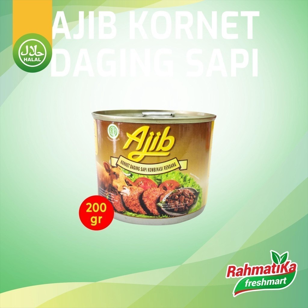 Jual Ajib Kornet Daging Sapi Kombinasi Rendang 200 gr | Shopee Indonesia