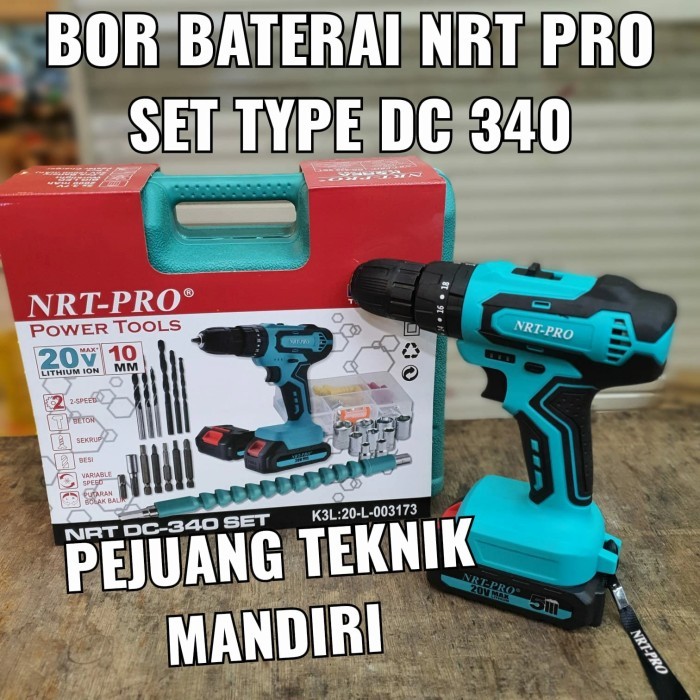 Jual Mesin Bor Baterai Nrt Pro Dc 340 Set / Cordless Nrt Pro Dc340 Set ...