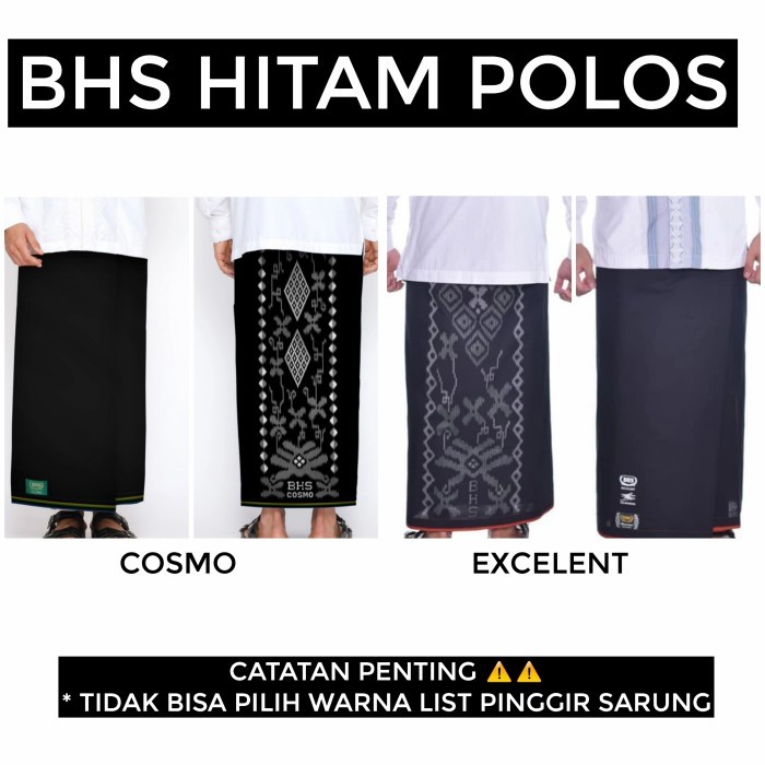 Jual SARUNG BHS HITAM POLOS MERCERICED MESRES ORIGINAL MURAH PREMIUM ...