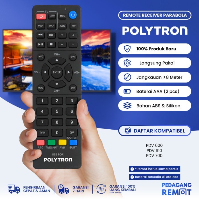 Jual EKSLUSIF REMOT REMOTE RECEIVER STB DVB T2 PARABOLA POLYTRON PDV ...