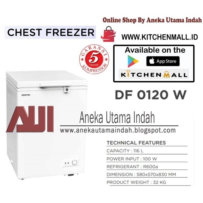 Jual Promo DOMO DF-0120 W DF-0120W CHEST FREEZER 116 LITER / FREEZER BOX COD | Shopee Indonesia