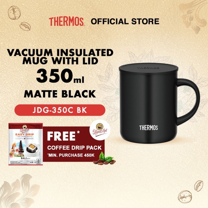 Jual Thermos Vacuum Insulated Mug with Lid Black - 350 ml (JDG-350C BK) | Shopee Indonesia