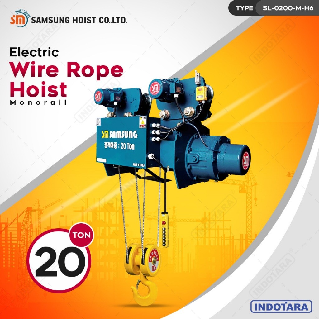 Jual Electric Wire Rope Hoist 20 Ton Samsung Hoist SL-0200-M-H6 - 6 ...