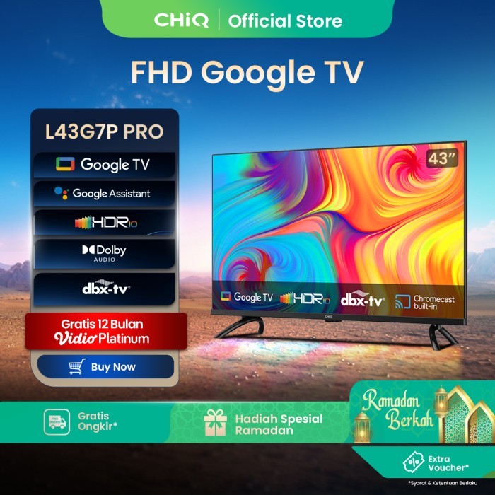 Jual Google TV CHiQ 43 inch Smart TV FHD Youtube Digital TV (L43G7P Pro ...