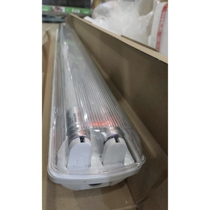 Jual Kap Waterproof led 2x36 Set lampu Tl Ecofit 18 Watt 2x18 W Philips ...