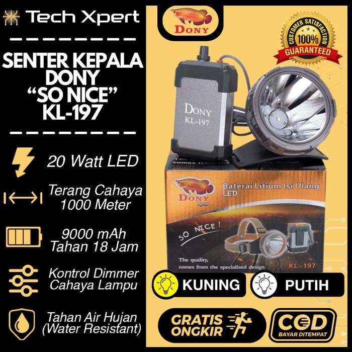 Jual SENTER KEPALA LED DONY 20 WATT KL-197 "SO NICE" ORI OUTDOOR SUPER ...