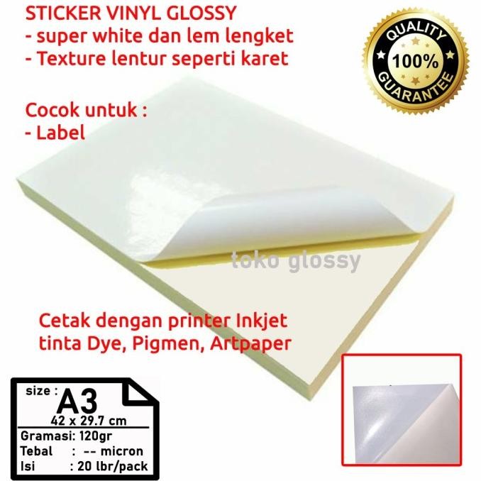 Jual STICKER VINYL GLOSSY A3 (VINIL PVC) | Shopee Indonesia