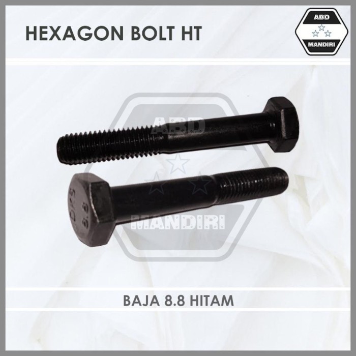 Jual Baja Hitam 8.8 Baut Hexagon Drat Halus M20 X 80 ( Black Hex Bolt ) M20x80 / 20x80 / Baut ...