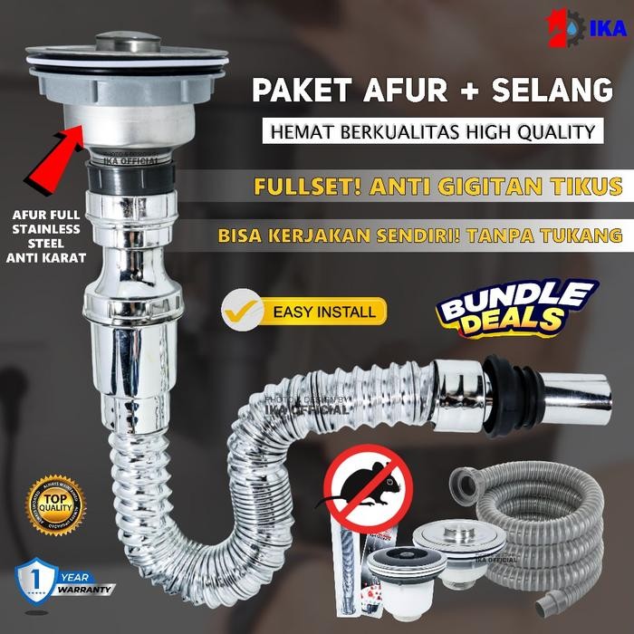 Jual Satu Set Afur Lengkap Afur Bak Cuci Piring + Selang BCP Stainless ...