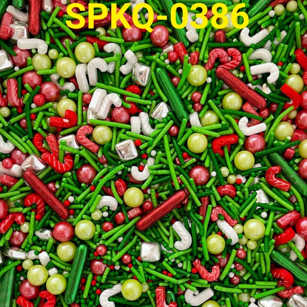 Jual SPKQ-0386 Sprinkles sprinkel 250gr natal candy cane merah hijau ...