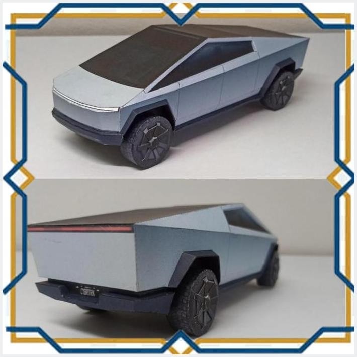 Jual [dbs] diy papercraft lembar kertas pola kendaraan mobil cybertruck ...