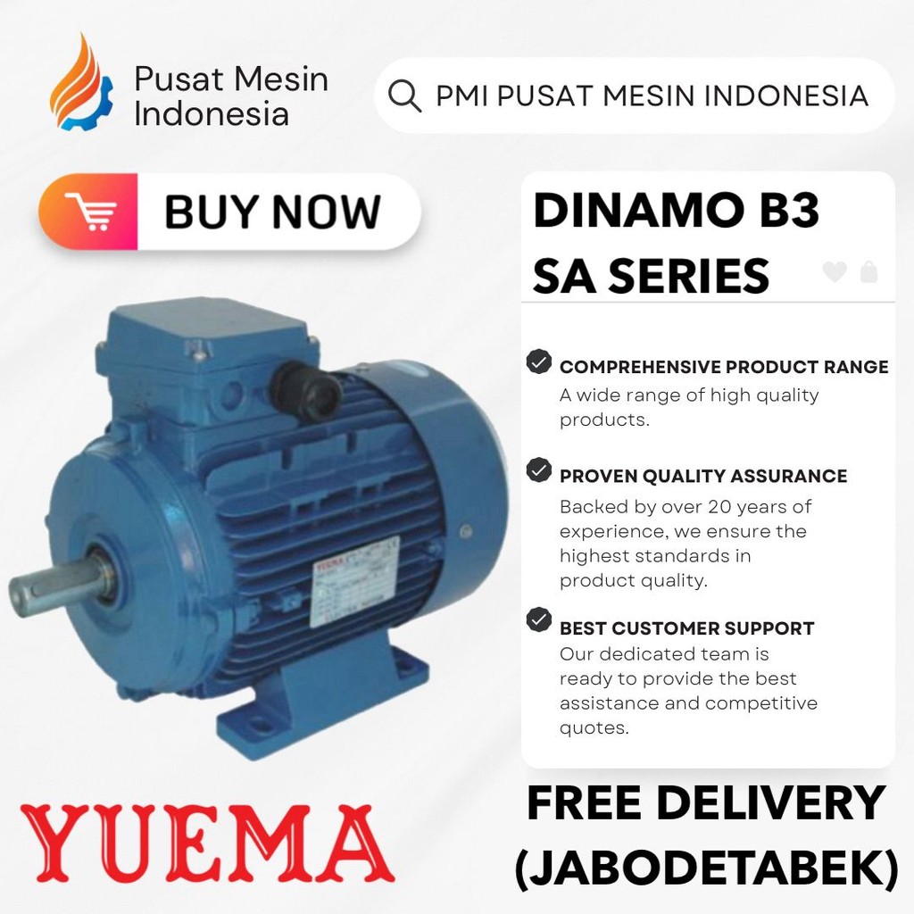 Jual ELEKTRO MOTOR YUEMA SA 2P 5,5KW 7,5HP 3PHASE 380V B3/ DINAMO ELECTRIC MOTOR/ ELECTRO MOTOR ...