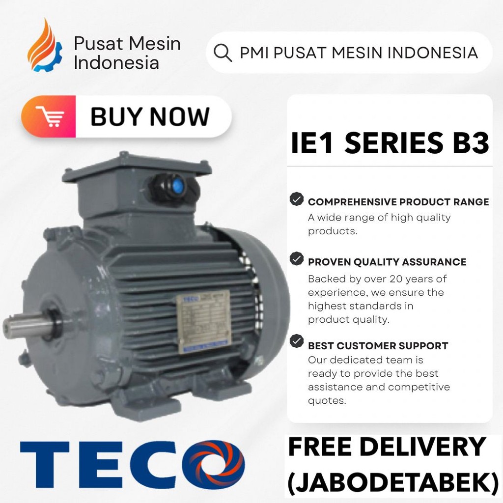 Jual ELEKTRO MOTOR TECO AESV1S IE1 4P 2,2KW 3HP 3PHASE 380V B3/ DINAMO ...