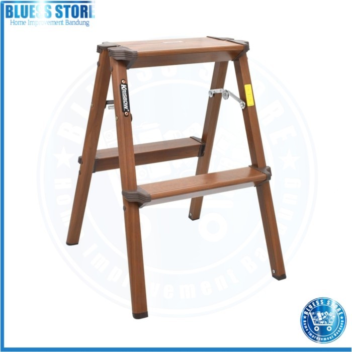 Jual Krisbow Tangga Lipat Aluminium 2 Step Motif Kayu Teak Ladder Step ...