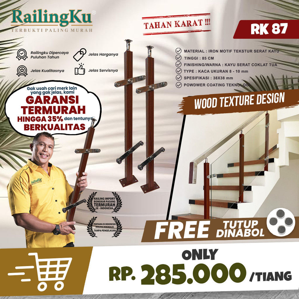 Jual Railing Tangga Stainless Wood Texture Railingku RK 87 Railing Anti ...