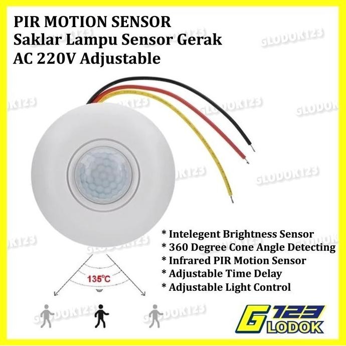 Jual Saklar Lampu Sensor Gerak Otomatis PIR Switch Motion Detector ...