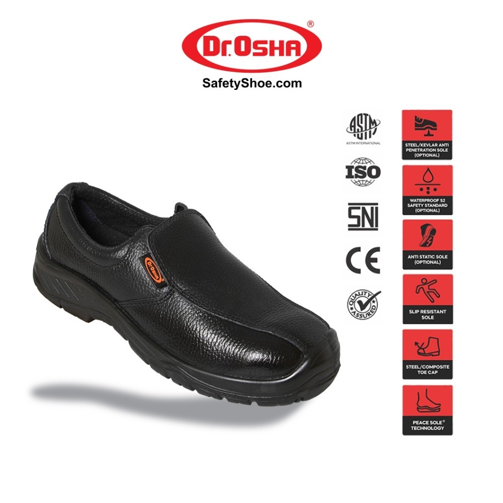 Jual Dr OSHA Georgia 3132 Safety Shoes Slip-On - Black | Shopee Indonesia
