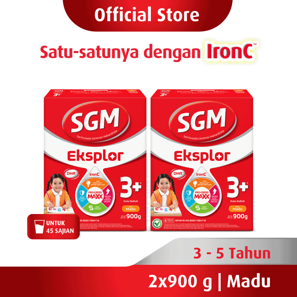 Jual SGM Eksplor 3+ dengan IronC Susu Bubuk Rasa Madu 900GR x 2 | Shopee Indonesia