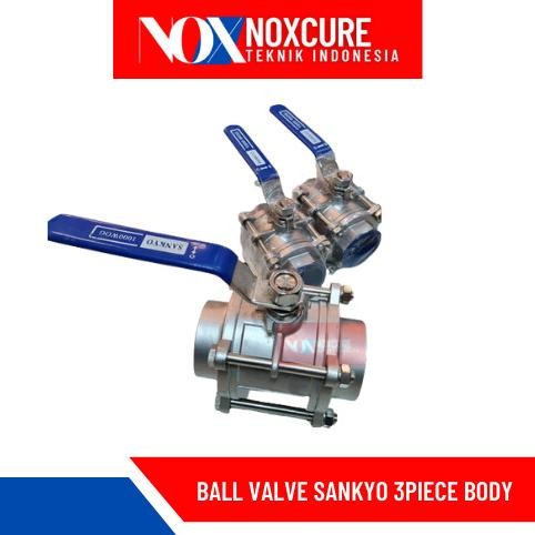 Jual ASLI 1" STOP KRAN AIR BALL VALVE STAINLESS SANKYO 3PC BODY | Shopee Indonesia