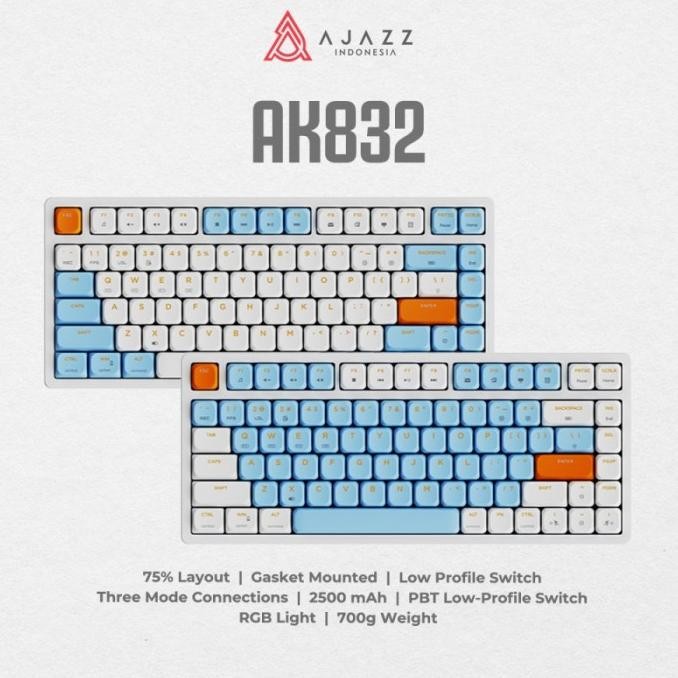 Jual CO Ajazz AK832 75% Low Profile Mechanical Keyboard 3-Mode New ...