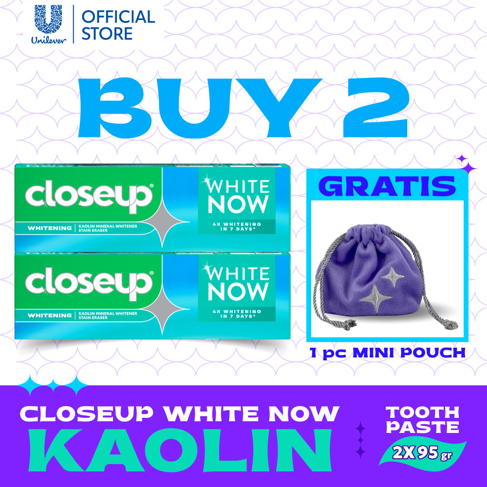 Jual Buy 2 Close Up White Now Kaolin 95g GET FREE Mini Pouch | Shopee Indonesia