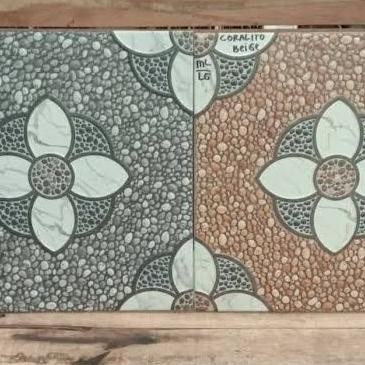 Jual BARU KERAMIK MULIA 40X40 CORALITO BEIGE GREY TERAS TAMAN CORAK ...