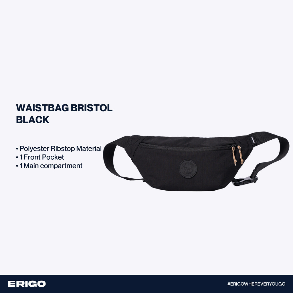 Jual Erigo Waist Bag Bristol Black Unisex | Shopee Indonesia
