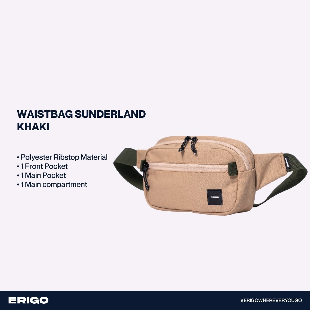 Jual Erigo Waist Bag Sunderland Khaki Unisex | Shopee Indonesia