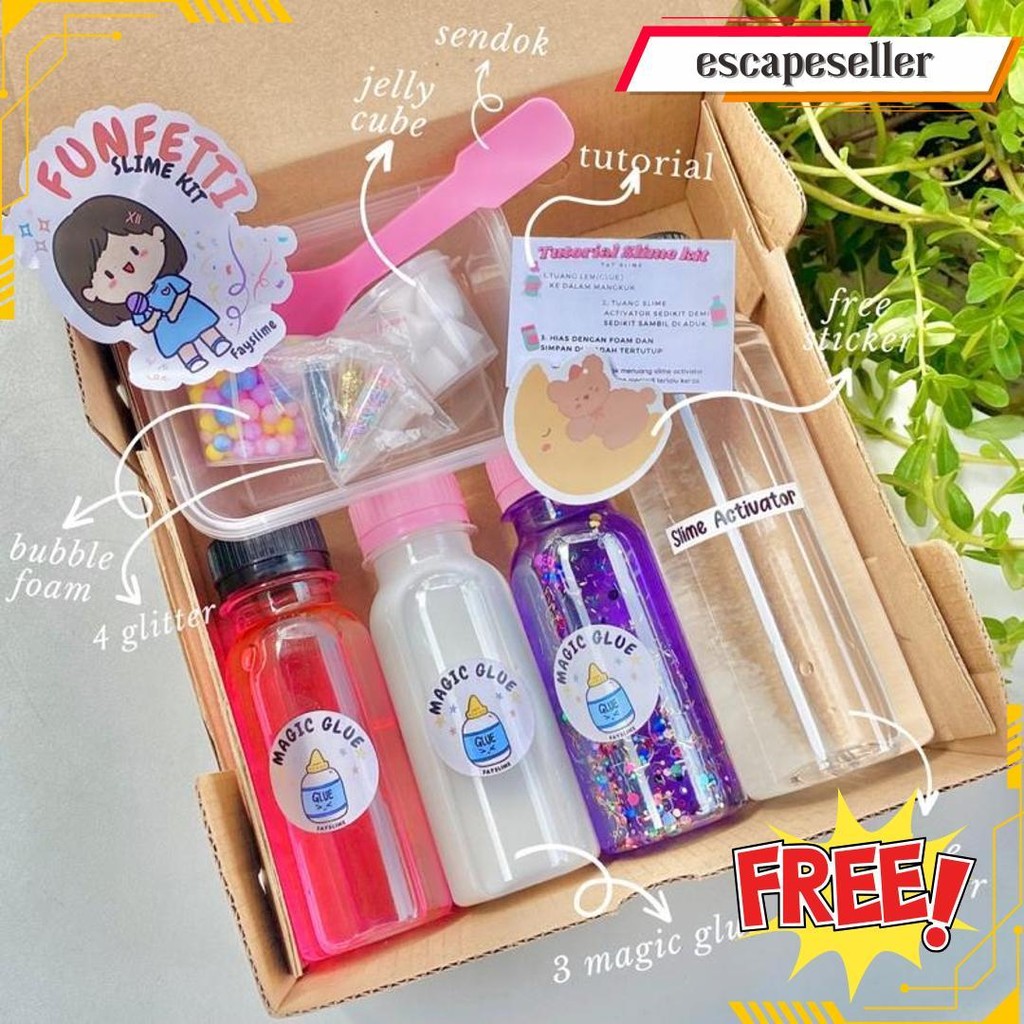 Jual Funfetti Slime Kit Lengkap Free Sticker Original Produk | Shopee ...