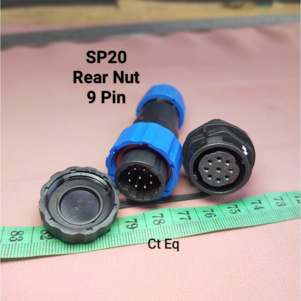 Jual SP20 Rear Nut 9 Pin Plug n Socket IP68 Panel Mount konektor Steker ...