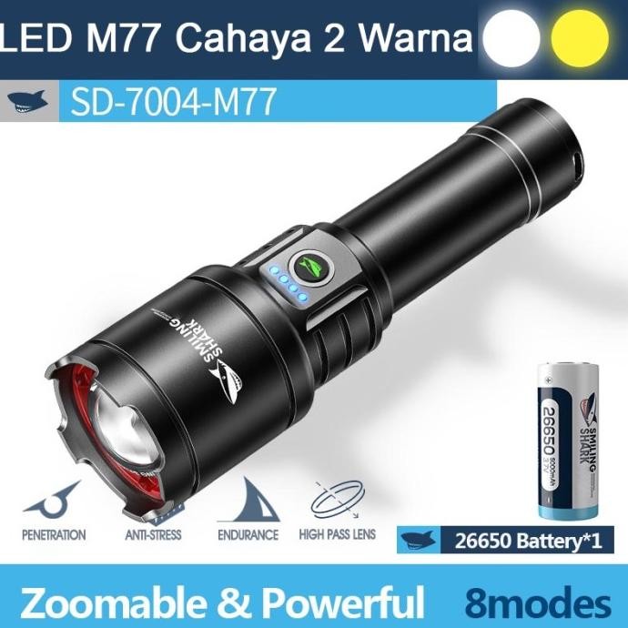 Jual senter Smiling Shark SD7004 Senter 2 Warna Cahaya kuning & Putih ...