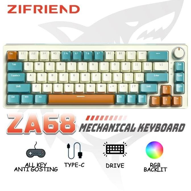 Jual ZIFRIEND ZA68 68 KEYS 65% LAYOUT WIRELESS GAMING KEYBOARDS ...