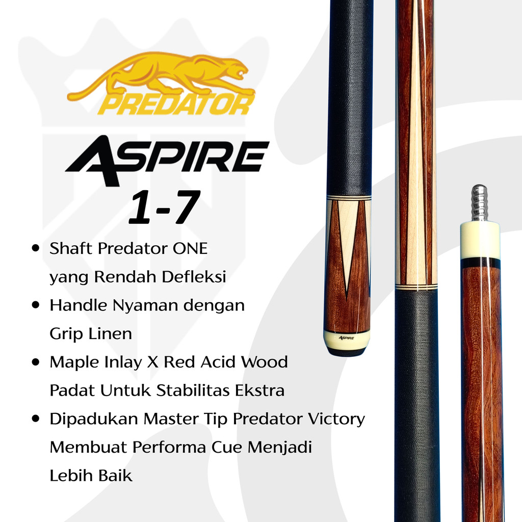 Jual Predator Aspire 1-7 Inlay Grip Linen Play Cue Stick Low Deflection ...