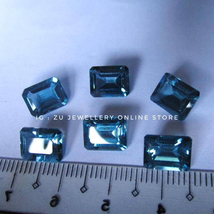 Jual Batu Permata Natural Blue Topaz / Topas London Cutting Kotak ...