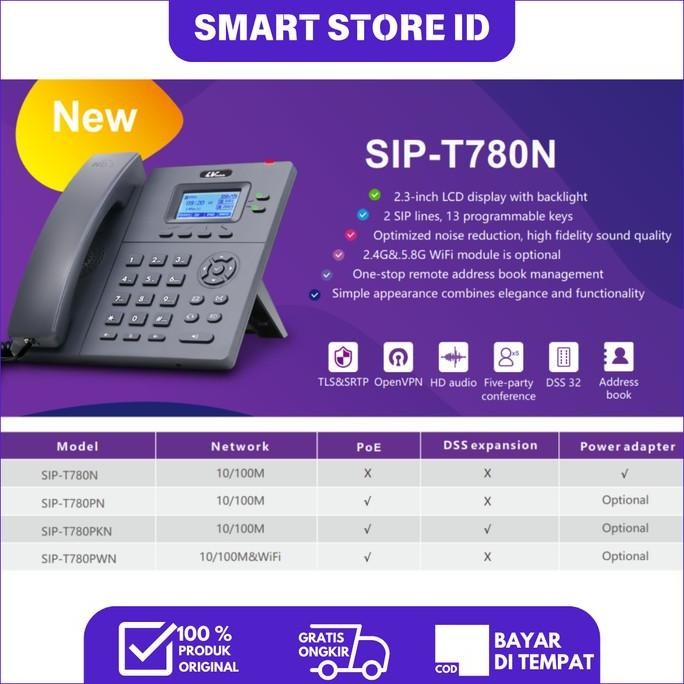 Jual Sale Ip Phone T780N Poe Wifi Line Sip T780Pwn Support Poe Garansi 1 Tahun | Shopee Indonesia
