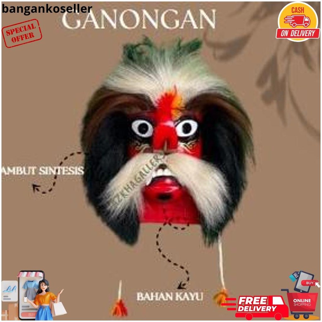 Jual Topeng Bujang Ganong Ganongan High Quality Bulu Sintetis Cod ...