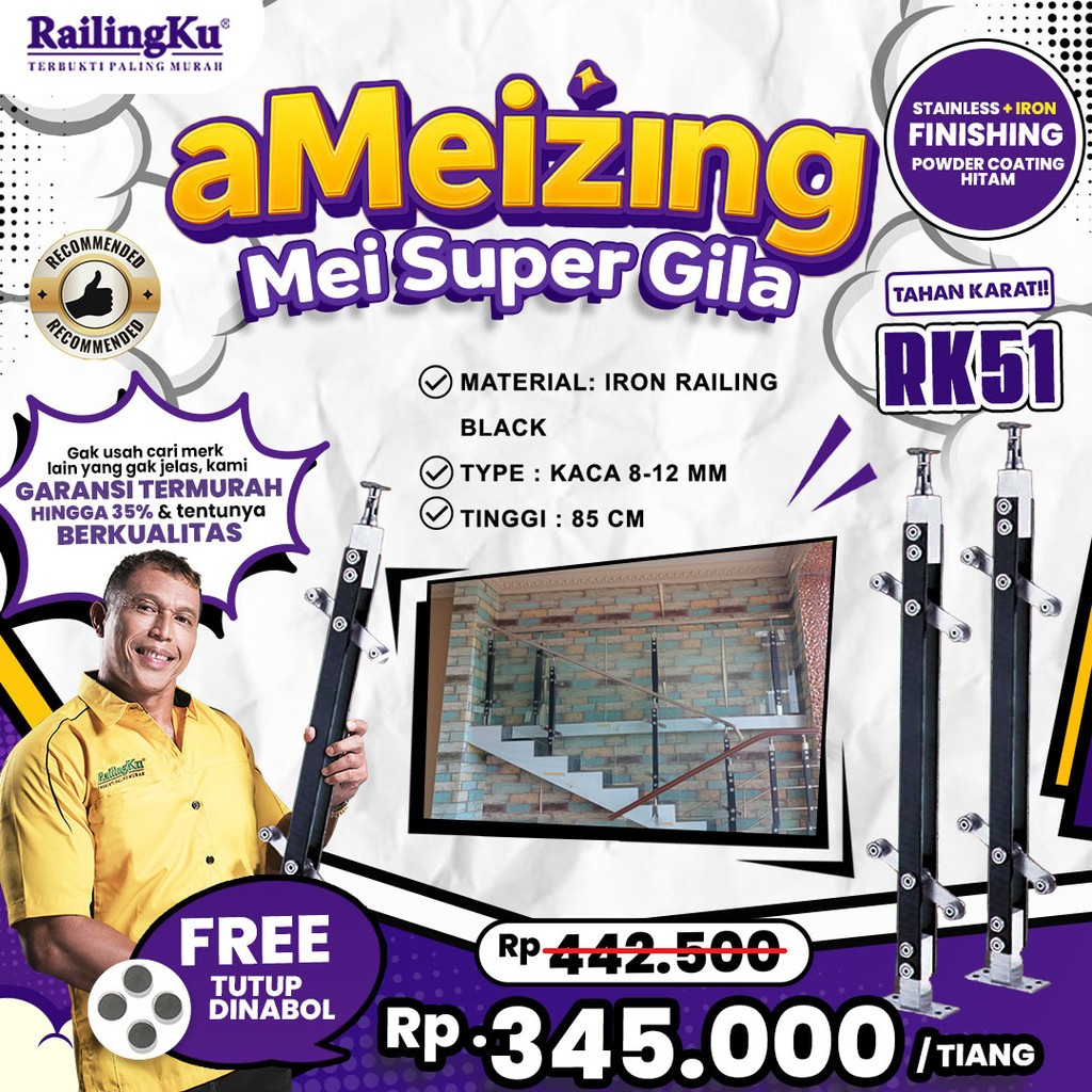 Jual [AMEIZING] Railing Tangga Stainless Industrial Tiang Railingku RK ...