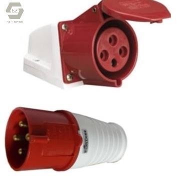 Jual Industrial Surface Mounting Socket & Plug 4 Pole 4 Pin 3 Phase 32A ...