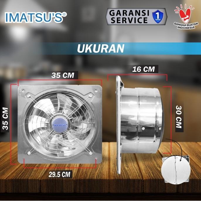 Jual Original Exhaust Fan Stainless Steel 12" Inch Wall Air Duct ...