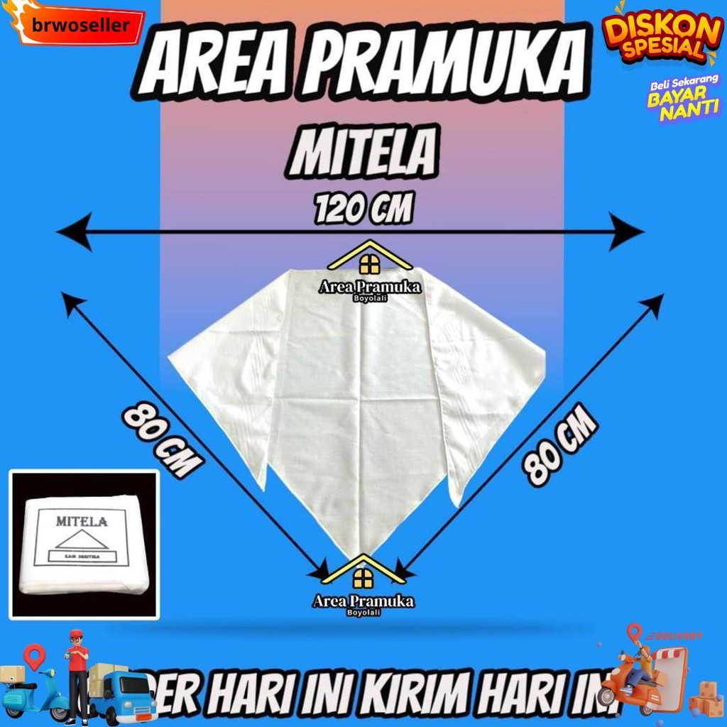 Jual Syal Mitela / Kain Segitiga Putih Mitela ( Katun Halus ) Gratis ...