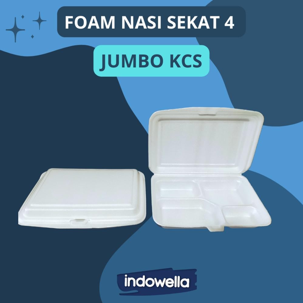 Jual Y-76 Sterofom Kotak Makan Nasi Sekat 4 / Box Gabus Nasi Sekat 4 Kcs Jumbo 50Pcs | Shopee ...