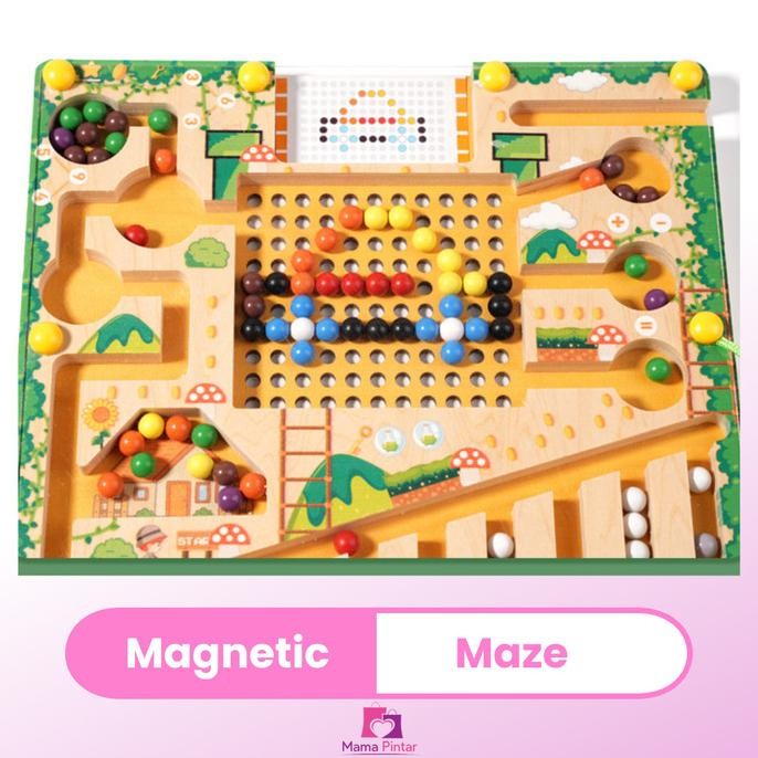 Jual Mainan Edukasi Papan Magnetic Maze Runner Game Puzzle Sorting ...