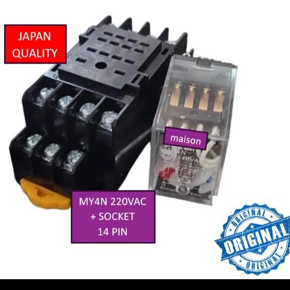 Jual Relay My4N 220Vac Japan Quality Plus Socket 14 Pin My4 220Vac New Stok | Shopee Indonesia