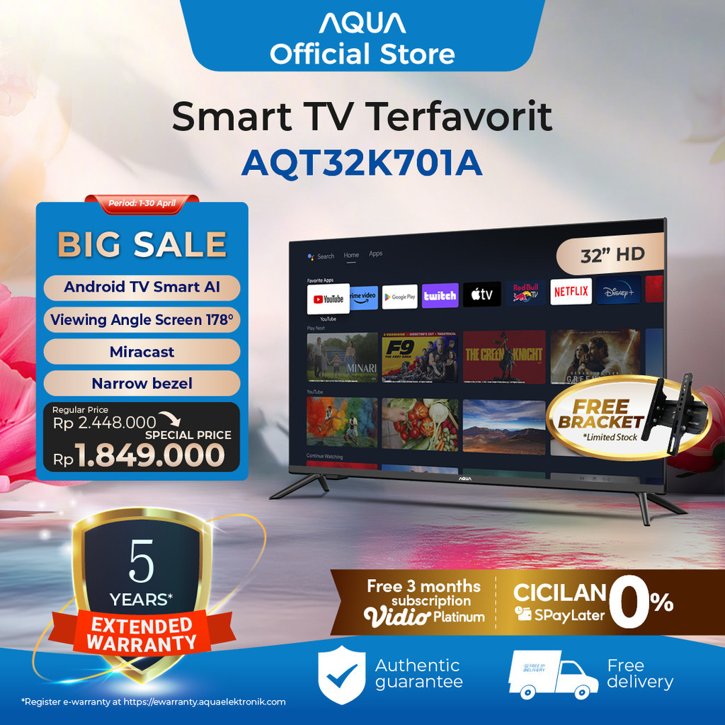 Jual AQUA Elektronik TV 32 inch AQT32K701A - 32 Inch Smart TV Android ...
