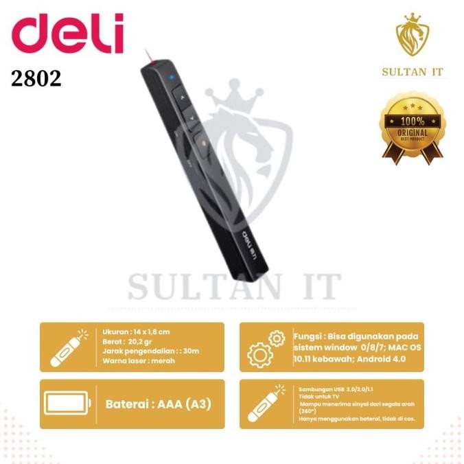 Jual Deli Laser Pointer 2802 Presenter Wireless Jarak Jauh 30M Laser ...