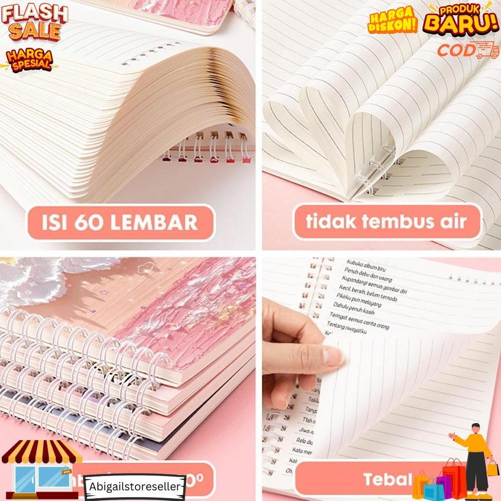 Jual Aimilo Notebook A5 1 Paket 4 Pcs Buku Diary Aesthetic Buku Jurnal ...